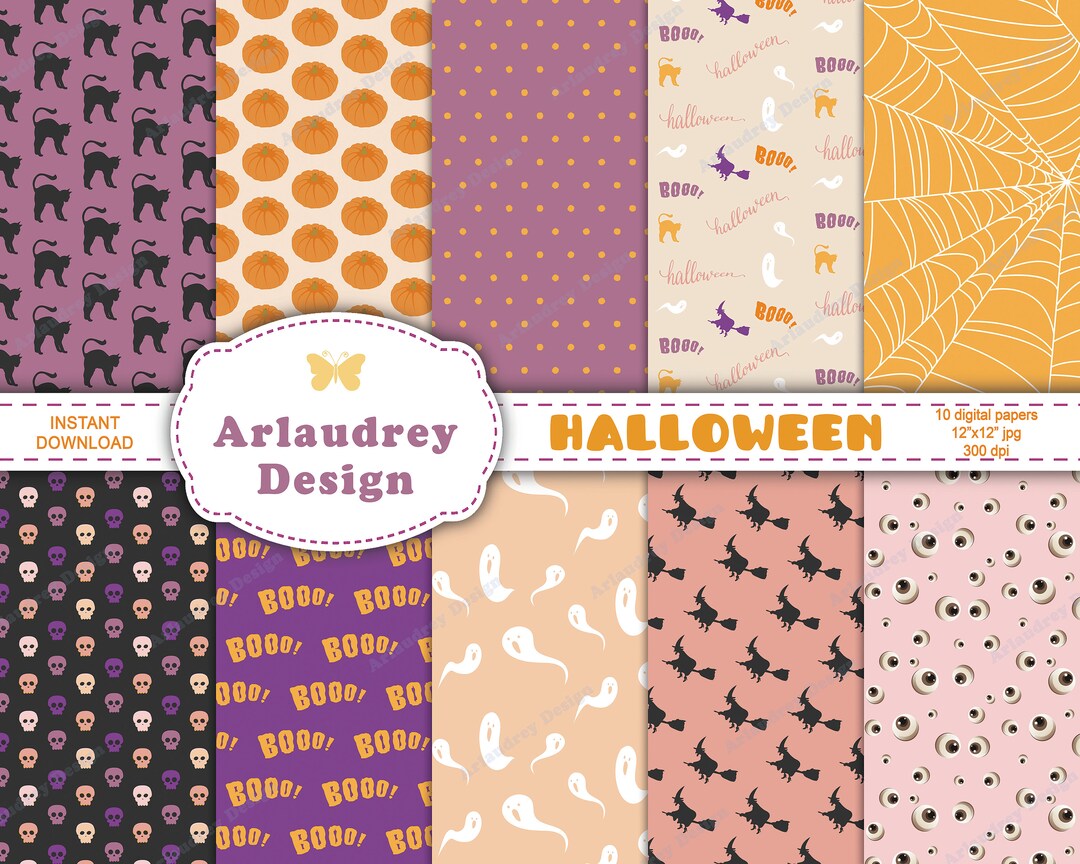 Halloween Digital Paper, Spiders Web Paper, Spooky Papers, Boo, Pumpkin ...