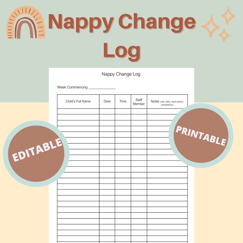 Diaper Change Log - Etsy