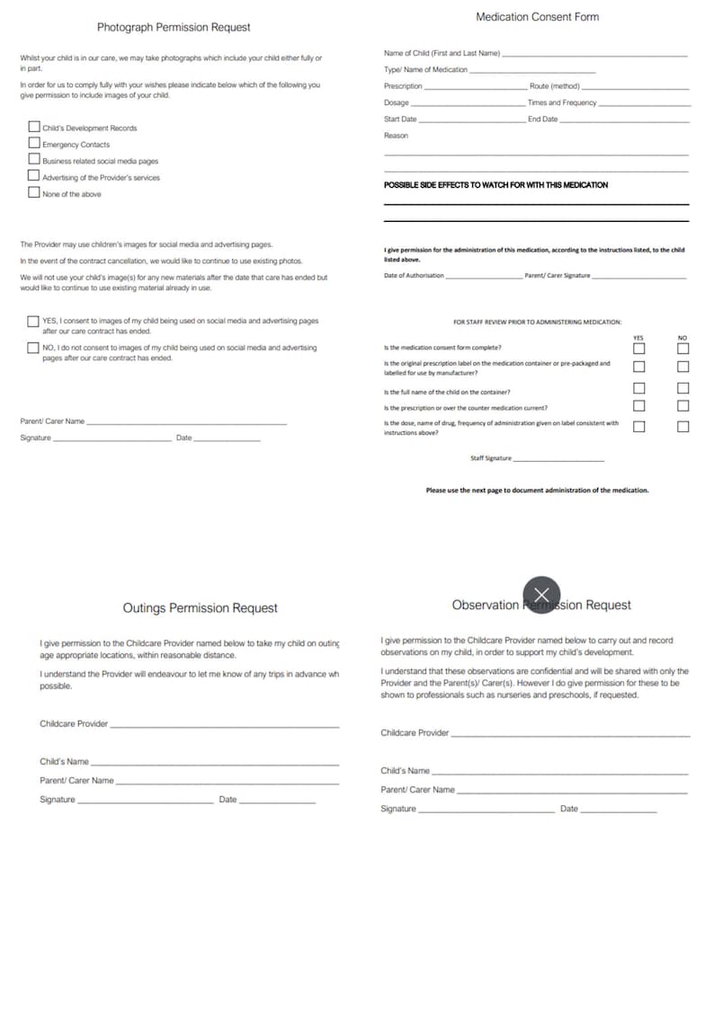 Start up Kit, Printable, Form, Daycare, Editable, Childcare Providers ...