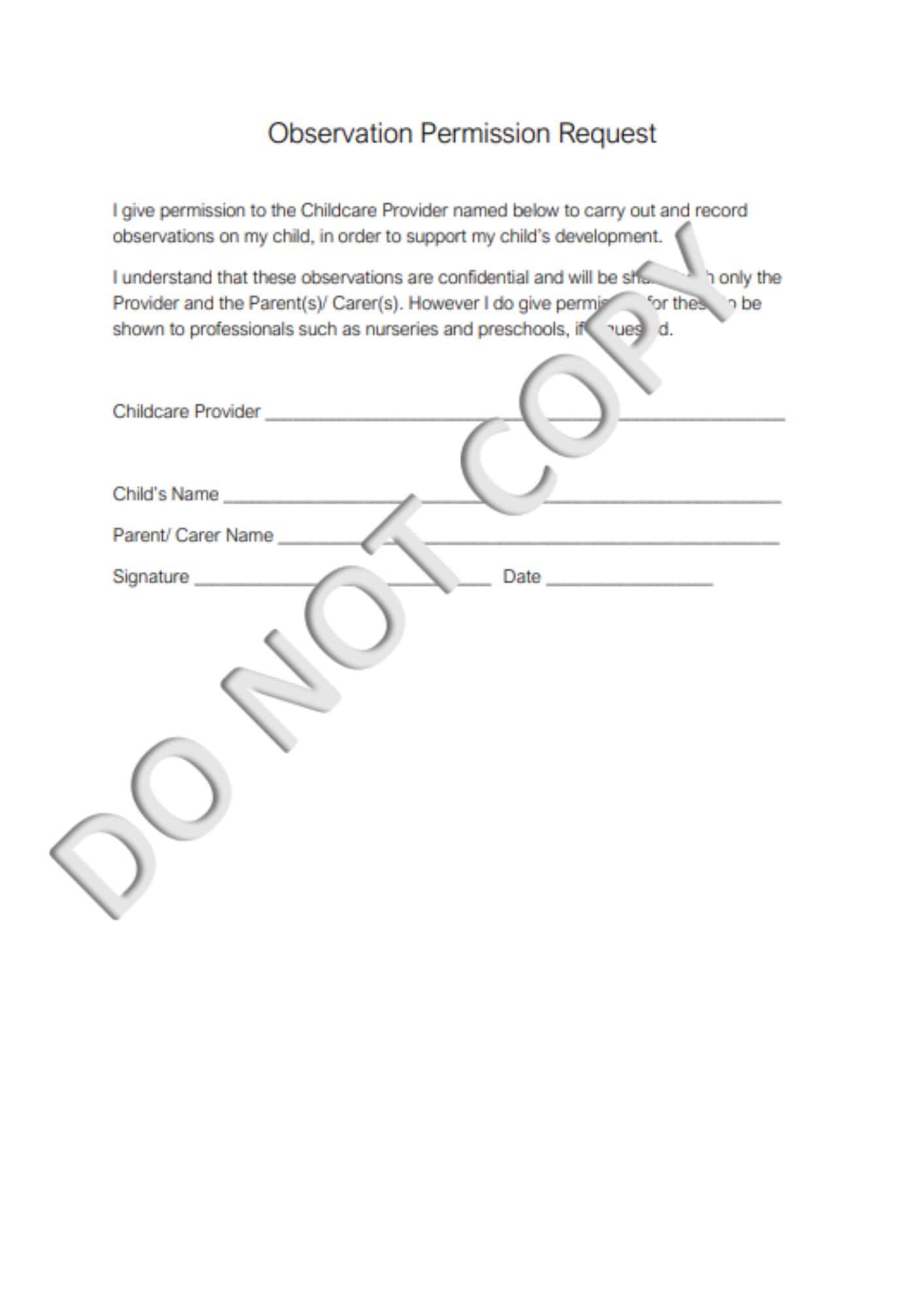 Outings, Medication, Observation and Photograph Permission Request ...