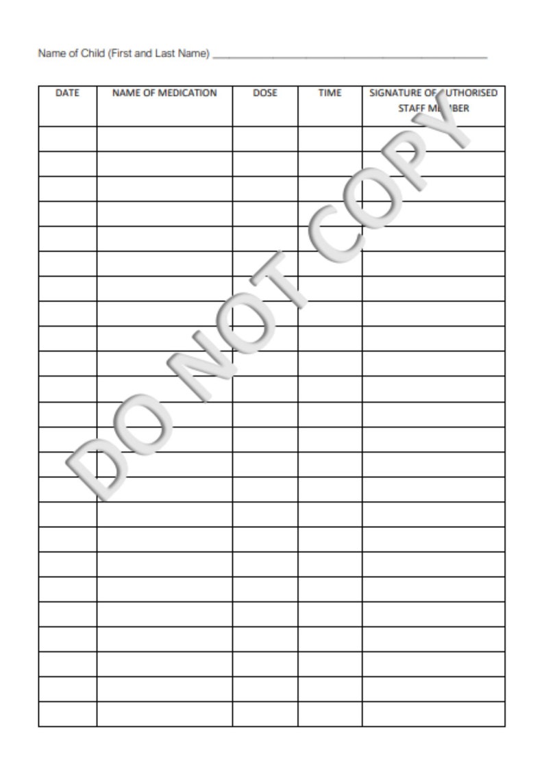 Medication Consent Form Printable Form Daycare Editable Etsy