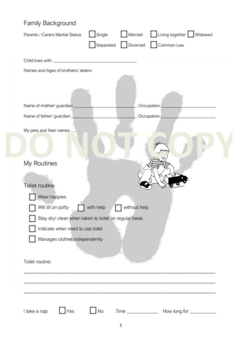 Child Profile, Printable, Form, Daycare, Editable, Childcare Providers ...