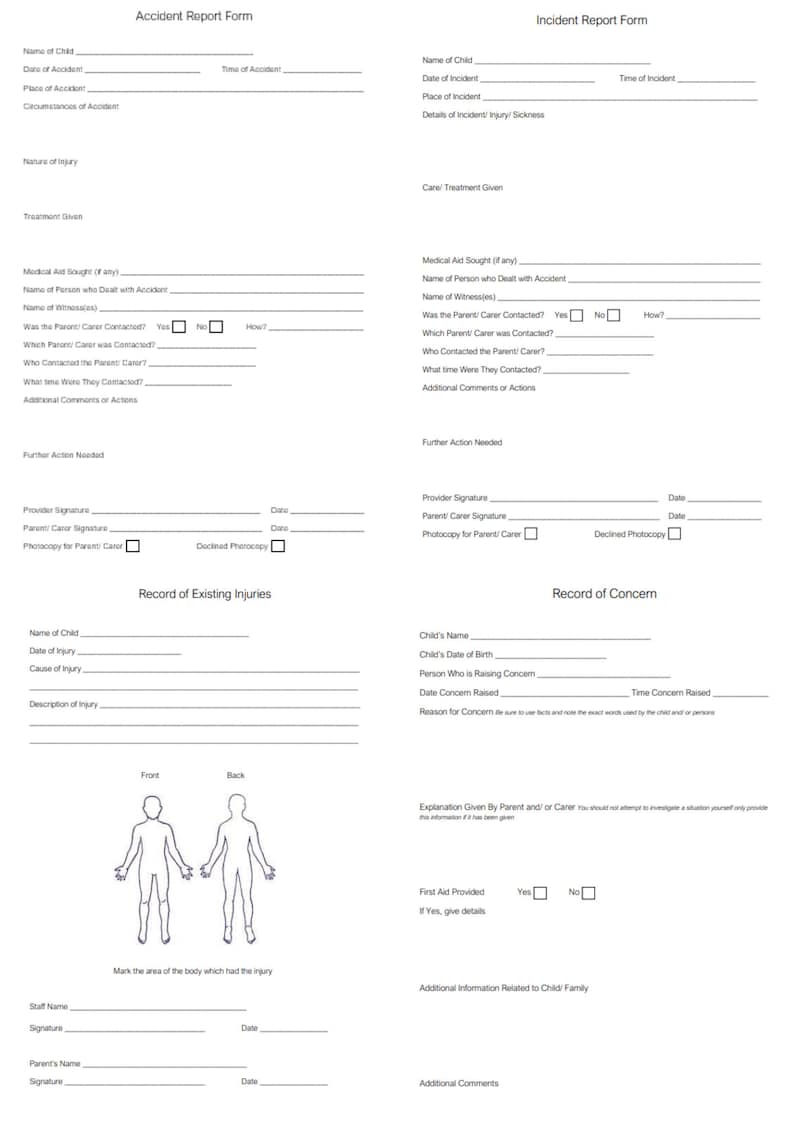 Start up Kit, Printable, Form, Daycare, Editable, Childcare Providers ...