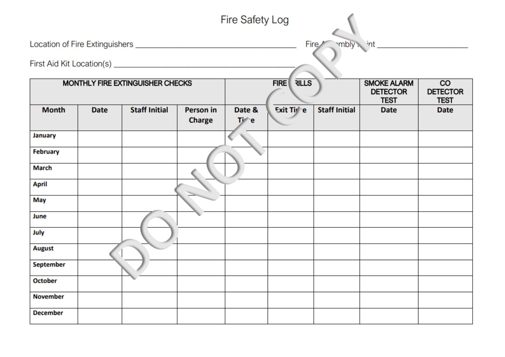 Editable Fire Safety Log for Childcare (printable) - Etsy