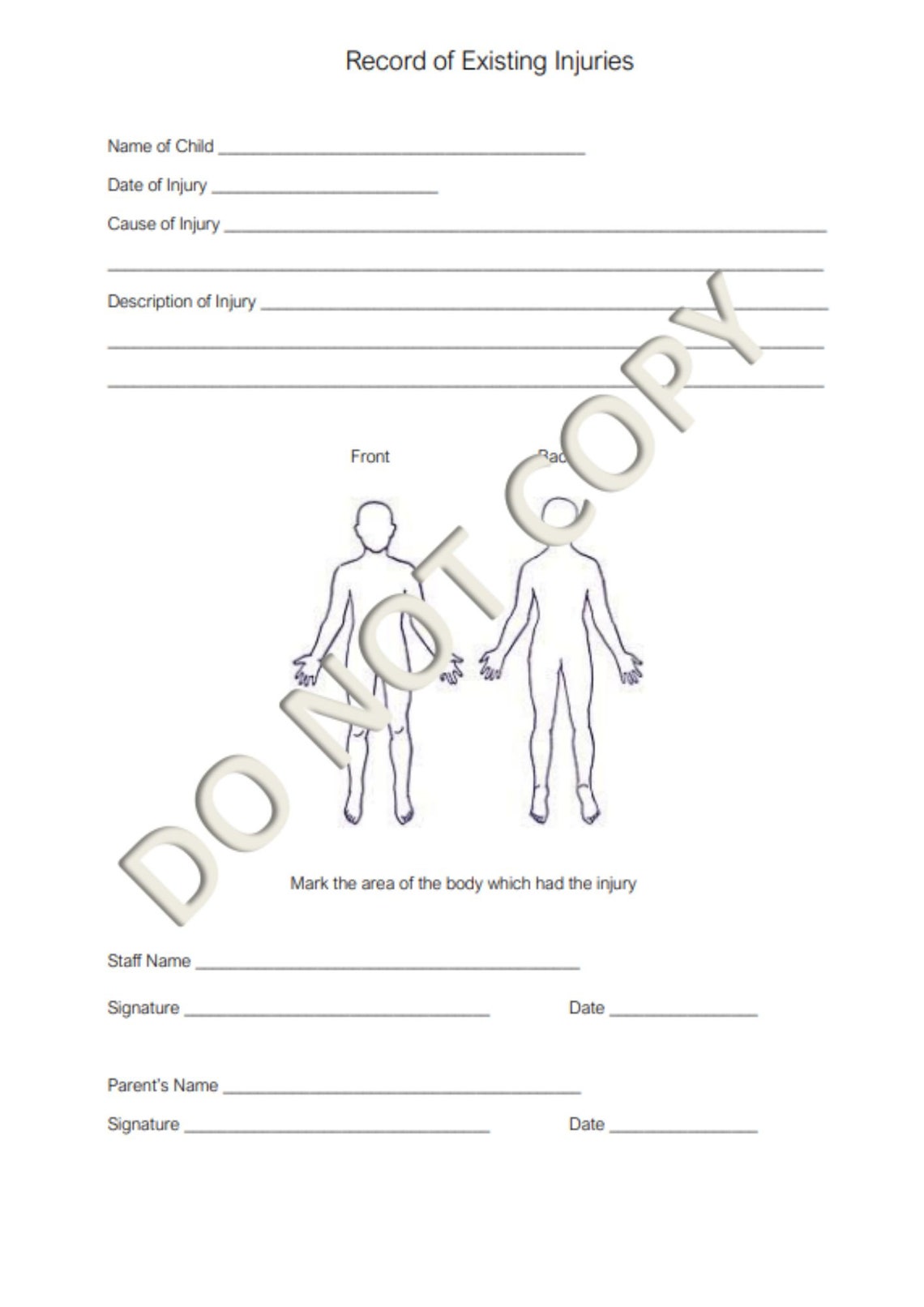 Childcare Injury Form: Editable Printable for Daycare (download) - Etsy