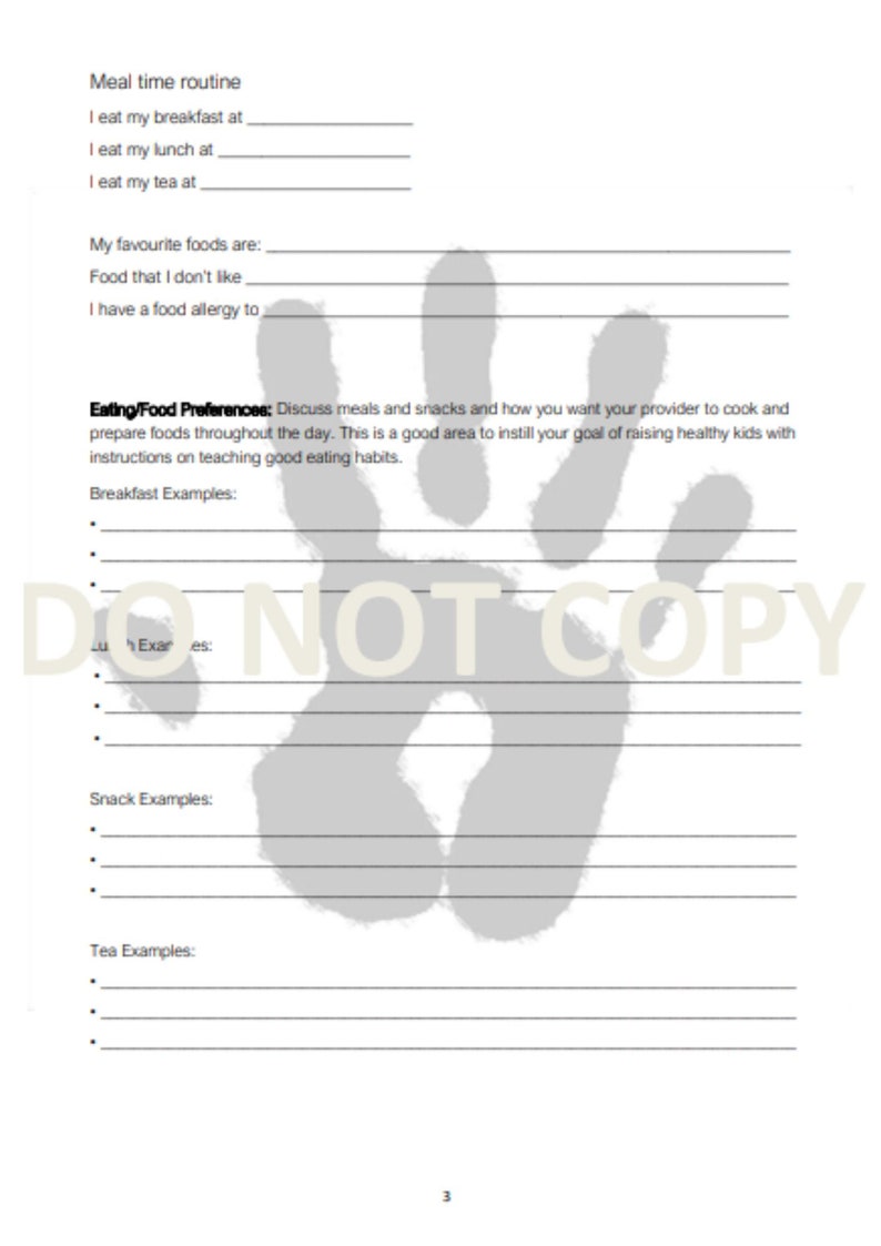 Child Profile, Printable, Form, Daycare, Editable, Childcare Providers ...