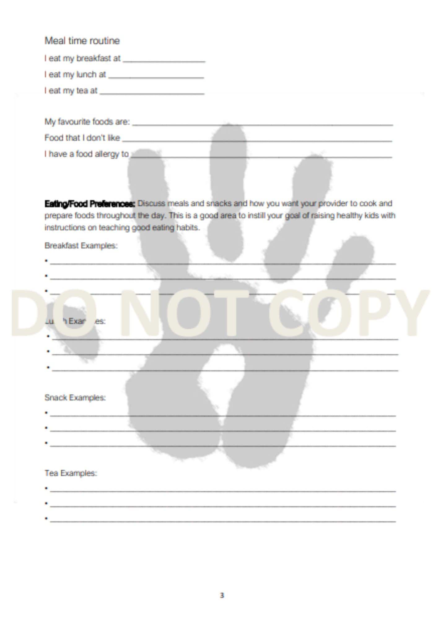 Child Profile, Printable, Form, Daycare, Editable, Childcare Providers ...