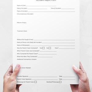 Accident Report Form, Printable, Form, Daycare, Editable, Childcare ...
