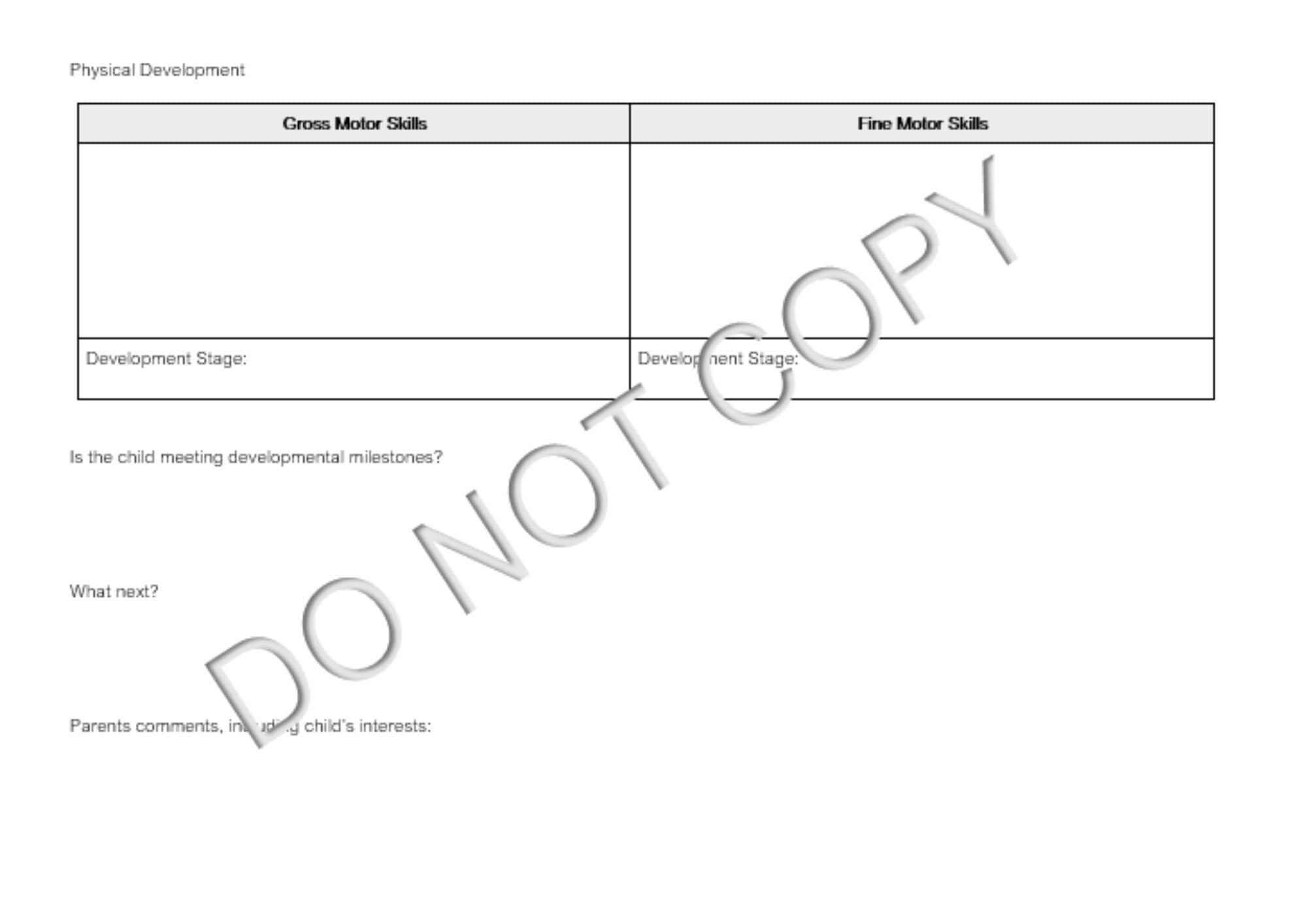 Progress Check, 2 Year Old Progress Check, Printable, Form, Daycare ...