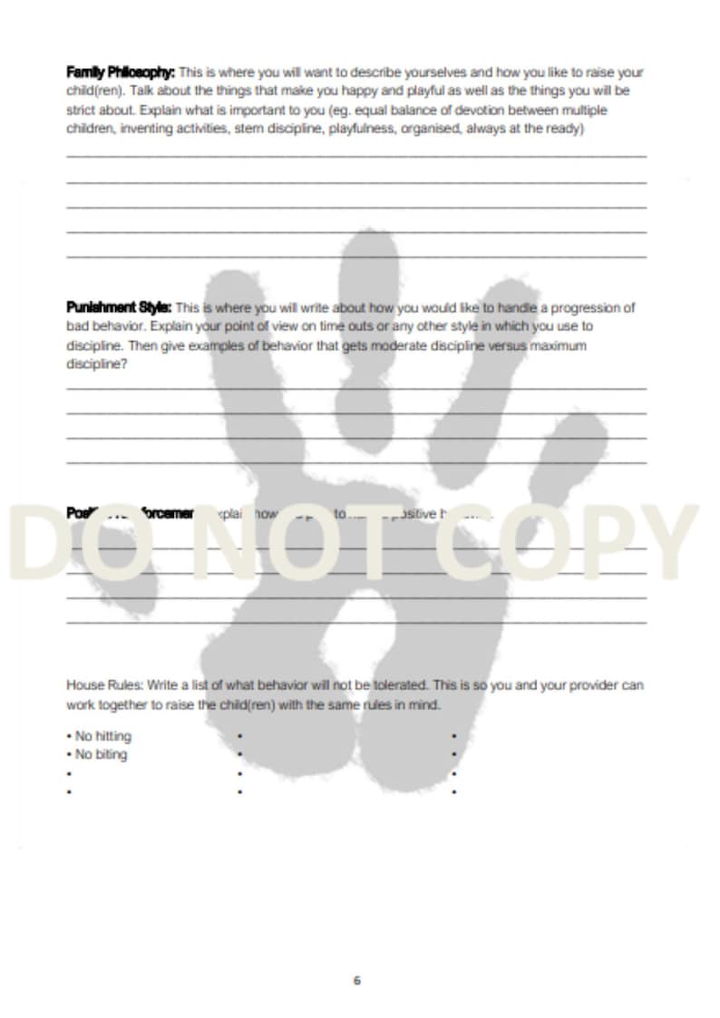 Child Profile, Printable, Form, Daycare, Editable, Childcare Providers ...