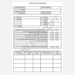 Employment Application, Printable, Form, Daycare, Editable, Childcare ...