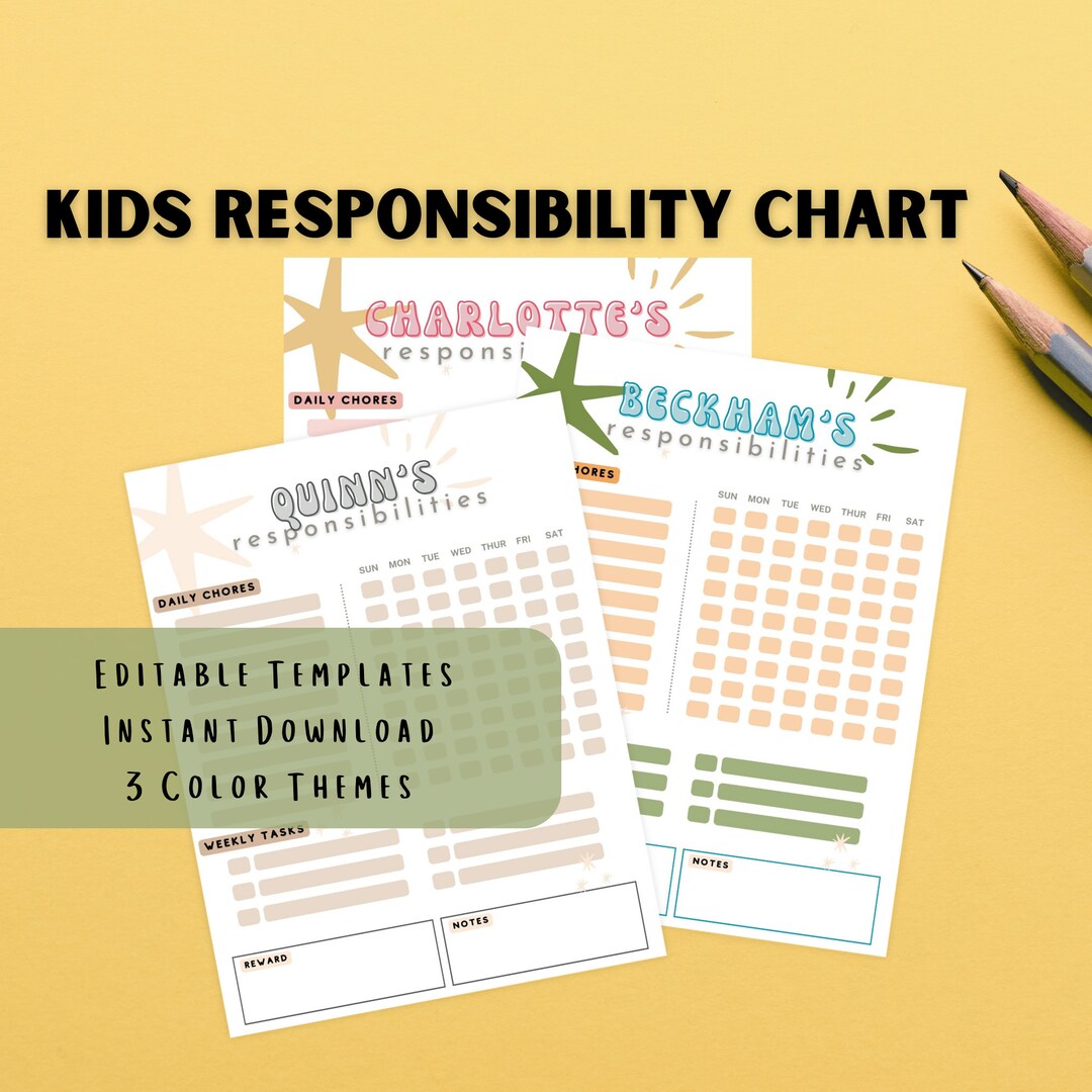 Kids Chore Chart: Boost Responsibility & Fun CANVA Template Back to ...