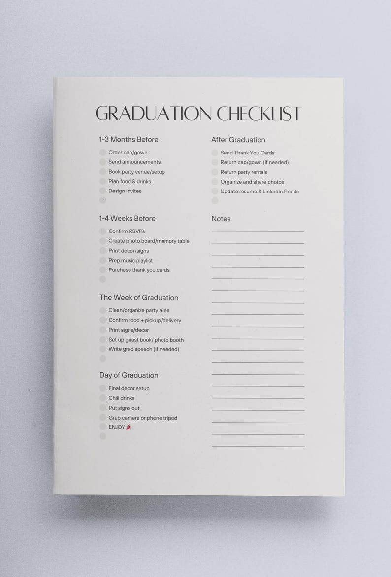 Graduation Party Planning Checklist | Printable Grad Party Organizer ...