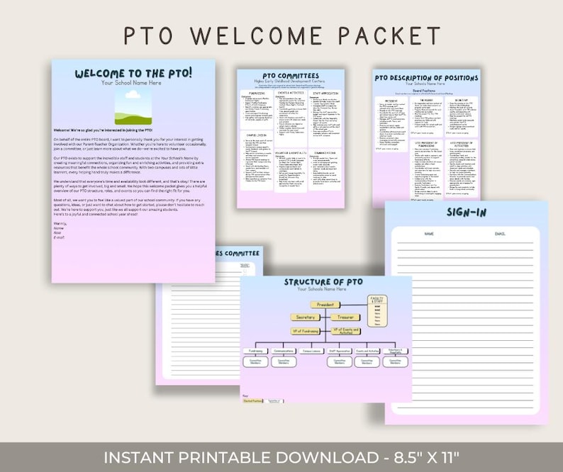 Editable PTO Welcome Packet | Printable PTA Intro Packet | School ...