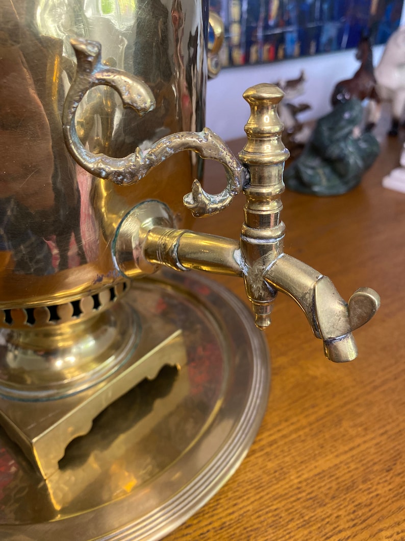 Large Antique Russian Brass Samovar Stamped | Antique Russian Brass ...