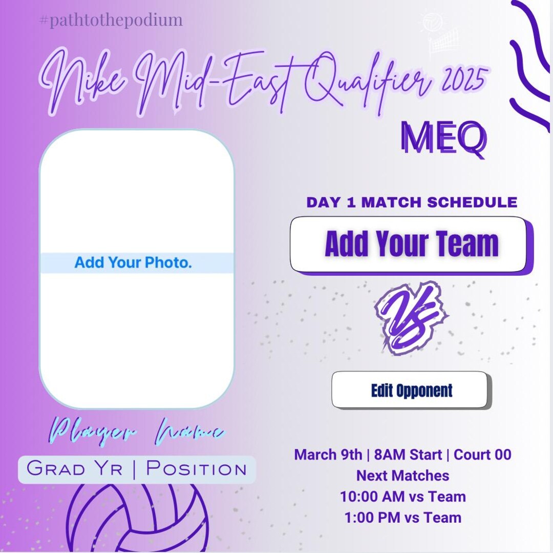 Volleyball MEQ Qualifier Canva Template, Easy Edit Your Own Schedule ...