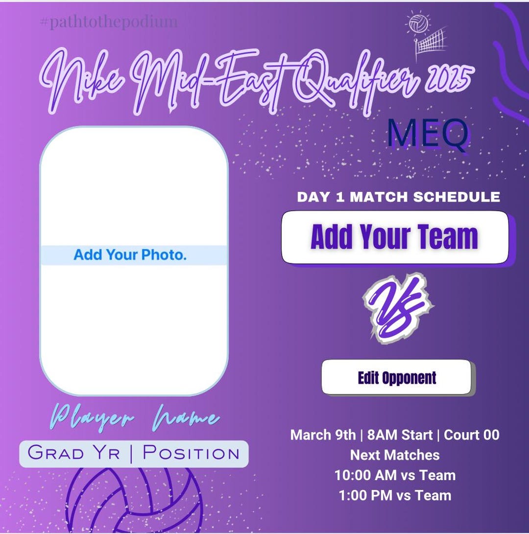 Volleyball MEQ Qualifier Canva Template, Easy Edit Your Own Schedule ...