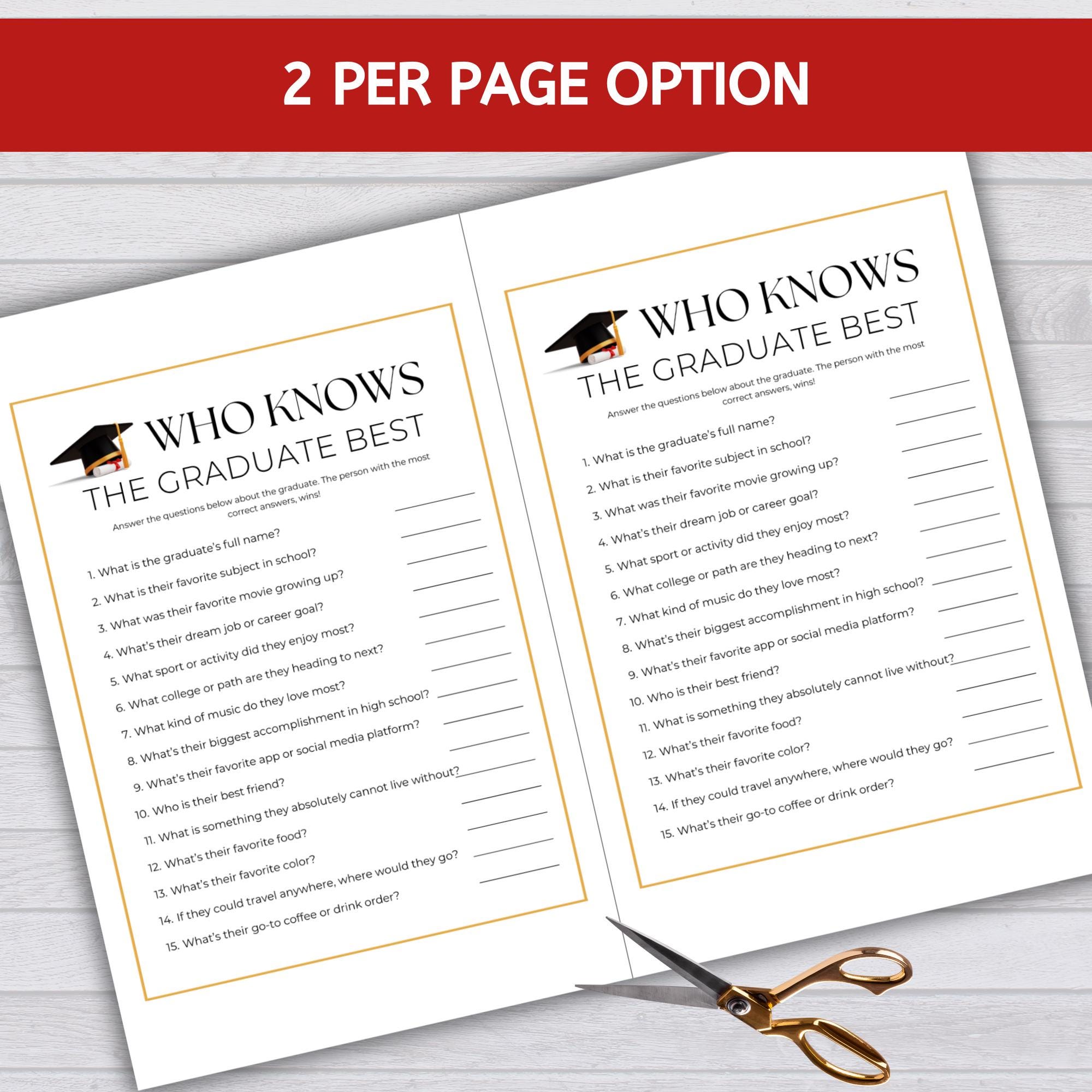 High School Graduation Party Game, Who Knows the Graduate Best ...