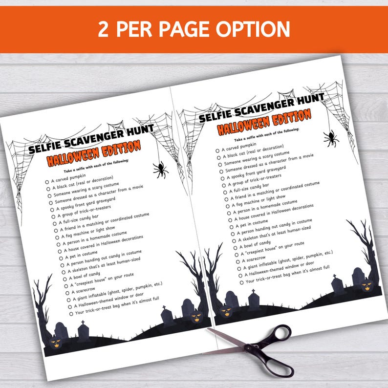 Halloween Selfie Scavenger Hunt, Halloween Party Game, Trick or Treat ...