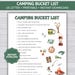 Camping Bucket List for Kids, Summer Bucket List, Camping Checklist ...