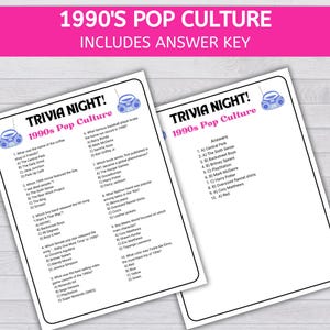 Trivia by Decade, Pop Culture Trivia, Pub Trivia, Printable PDF - Etsy