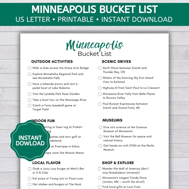Minneapolis Travel Bucket List, Minneapolis Travel Checklist, Family ...