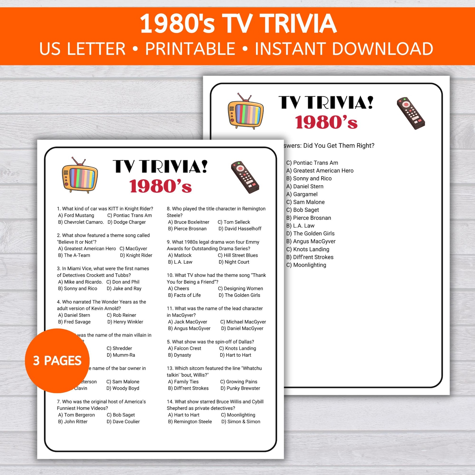 1980's TV Trivia Game, 80s Trivia, Game Night, Television Trivia, 1980 ...
