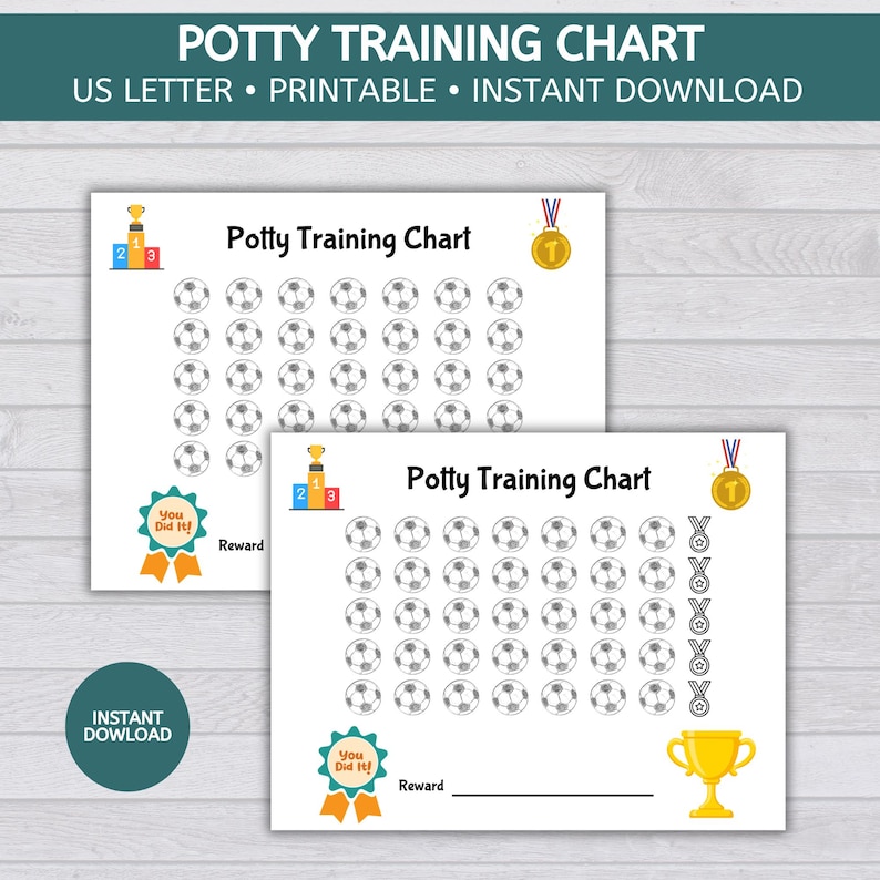 Potty Training Chart, Sports Themed Potty Training Log, Potty Training ...