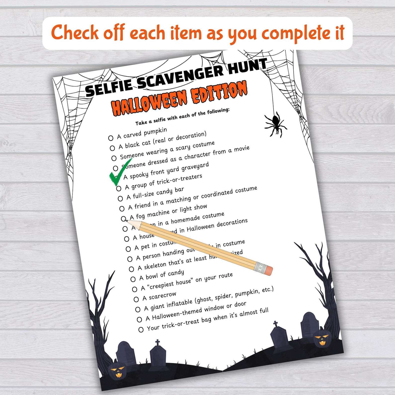 Halloween Selfie Scavenger Hunt, Halloween Party Game, Trick or Treat ...