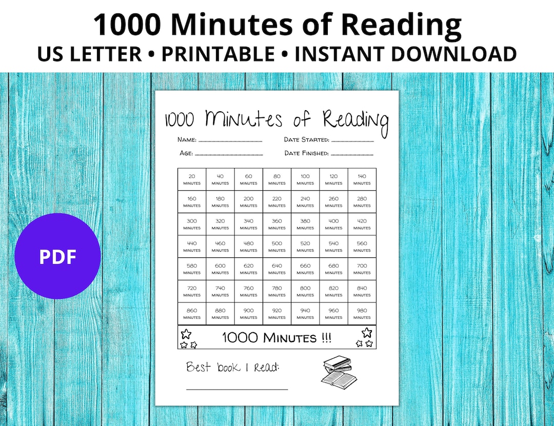 1000 Minutes of Reading, Summer Reading Tracker, Kids Reading Chart ...