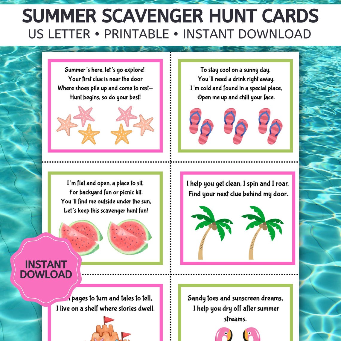 Summer Scavenger Hunt Cards for Older Kids and Teenagers, Summer ...