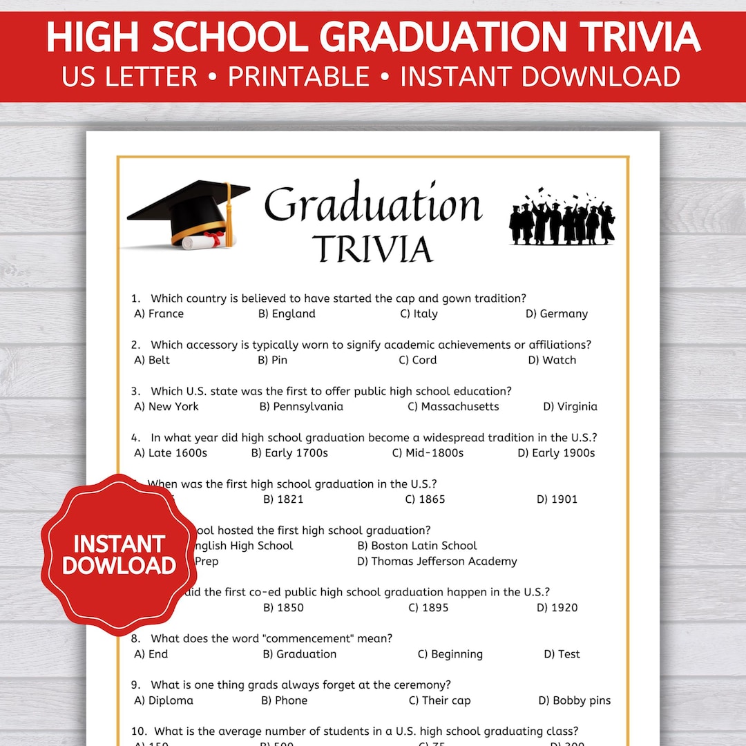 High School Graduation Trivia, High School Graduation Party Game ...