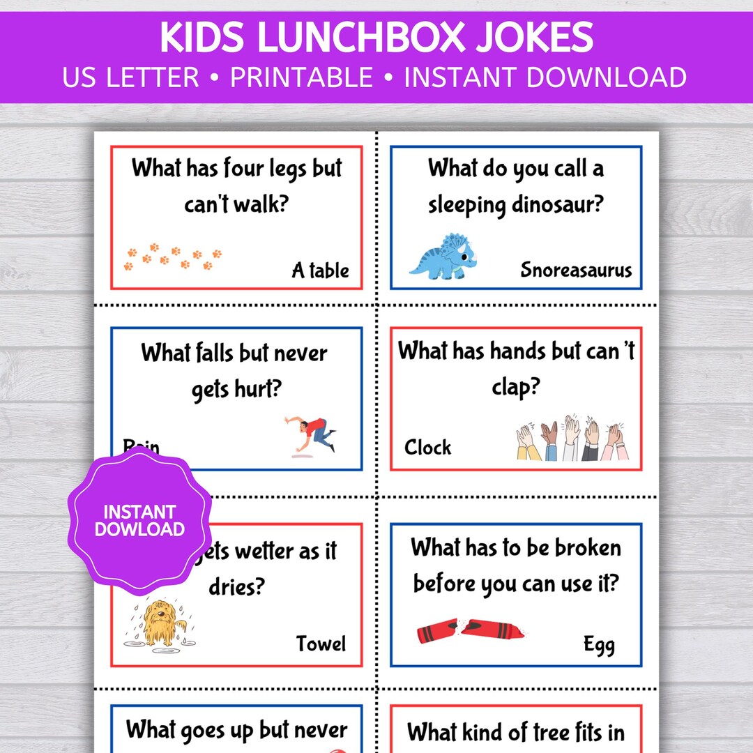 Kids Lunchbox Jokes, Lunch Box Notes for Kids, School Jokes, Classroom ...