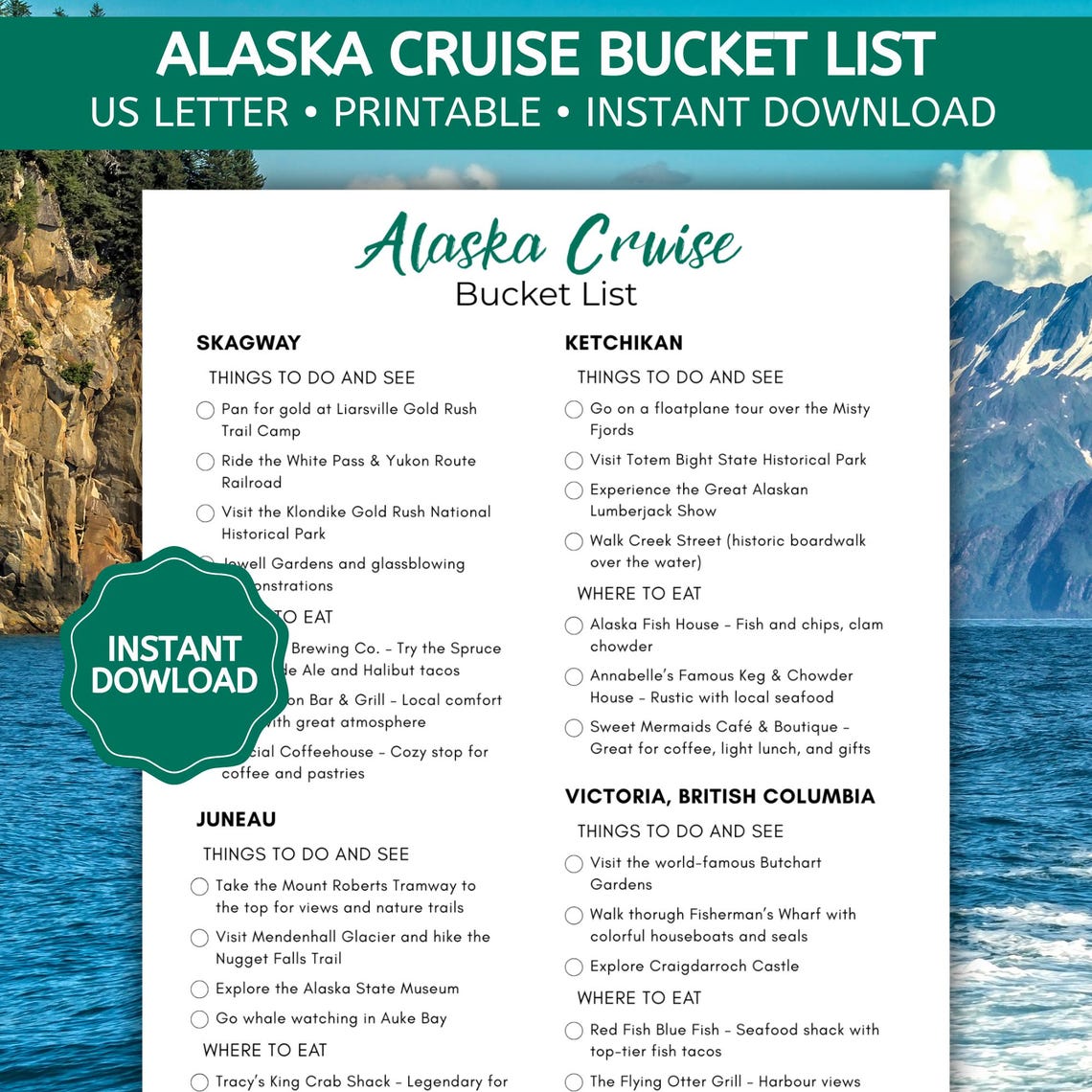 Alaska Cruise Travel Bucket List, Alaska Cruise Travel Checklist ...