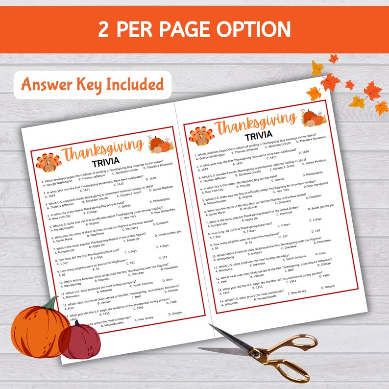 Thanksgiving Trivia, Friendsgiving Game, Family Trivia Quiz, Kids and ...