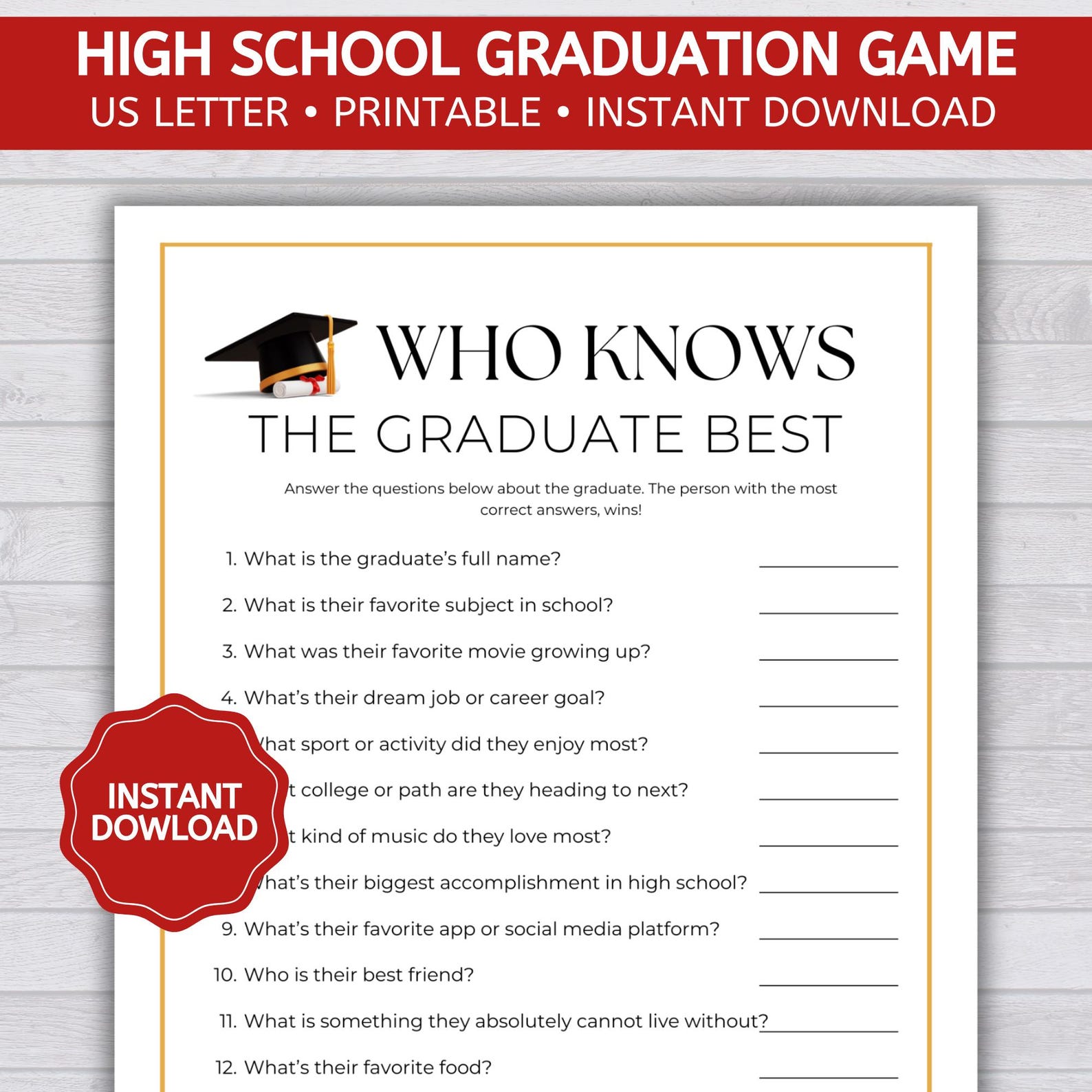 High School Graduation Party Game, Who Knows the Graduate Best ...