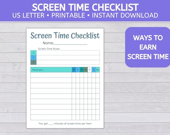 Screen Time Chart Checklist | Daily Screen Time Schedule | Summer ...