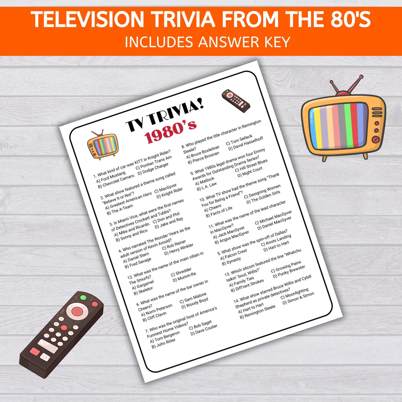 1980's TV Trivia Game, 80s Trivia, Game Night, Television Trivia, 1980 ...