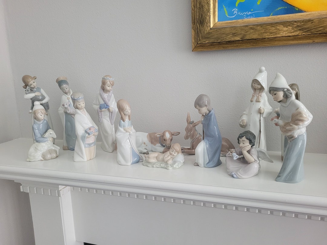 Lladro Children's Nativity Glossy Set Complete 14 Pieces Spain ...