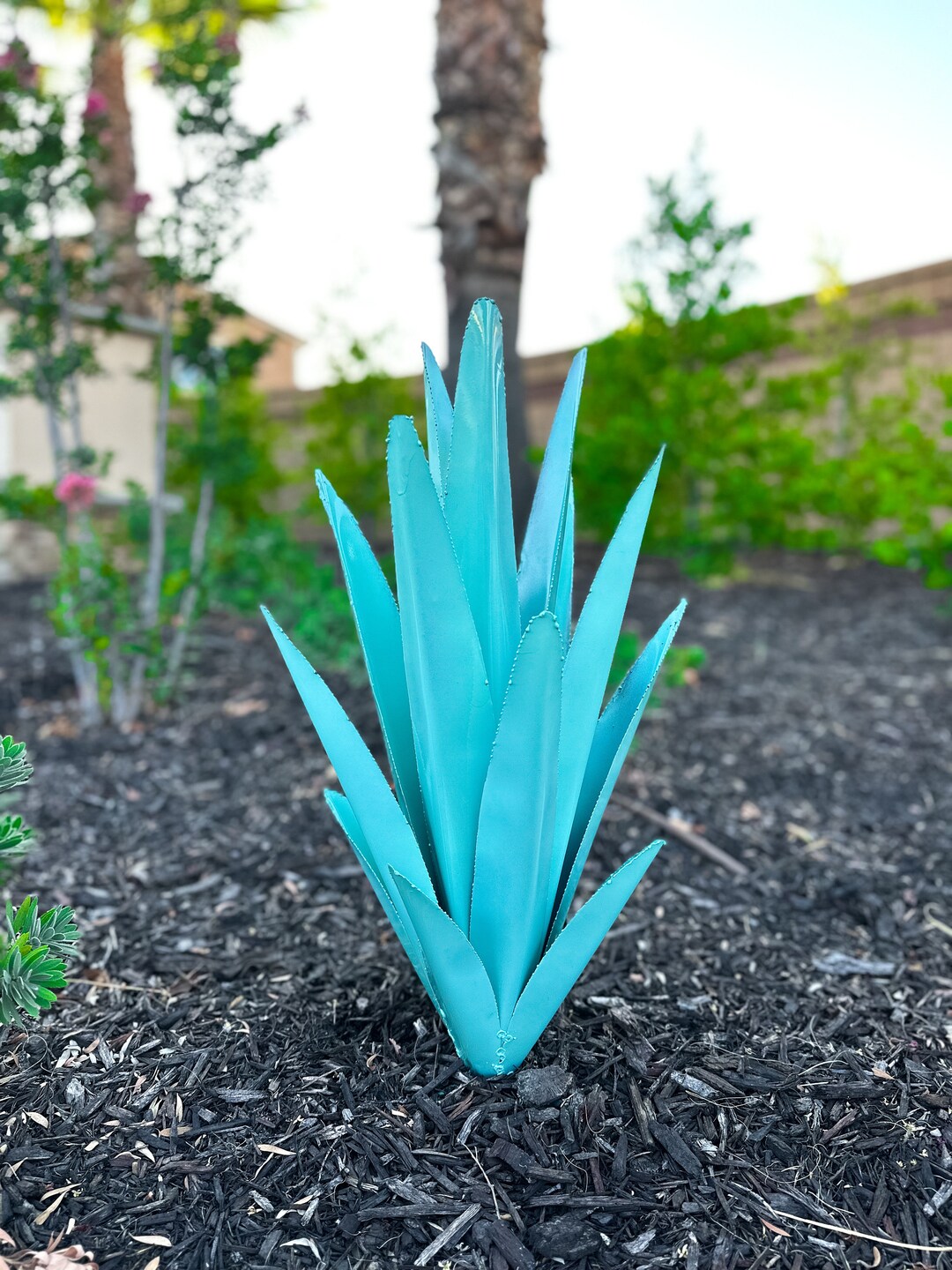 SALE Handmade Garden Decor Outdoor Metal Turquoise Agave Yard Art ...