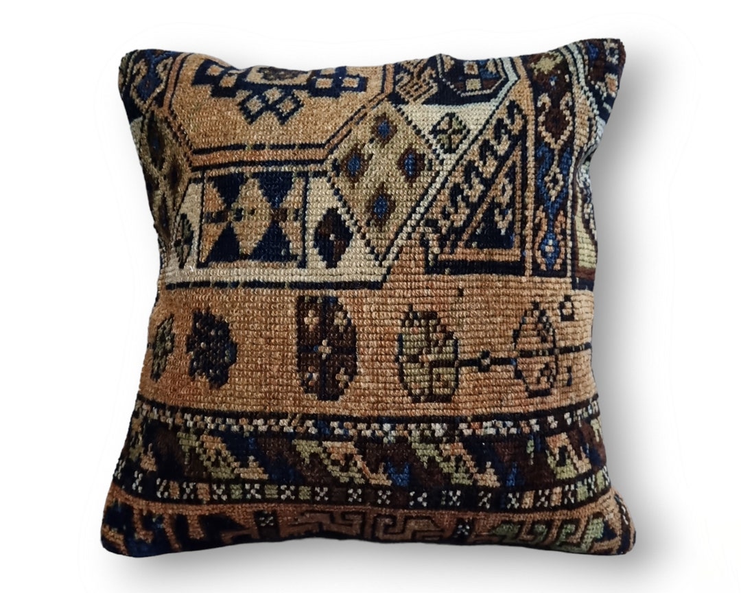 Kilim Pillow Cover Red Kilim Throw Pillow Jute Wool Cover 16x16 Turkish ...