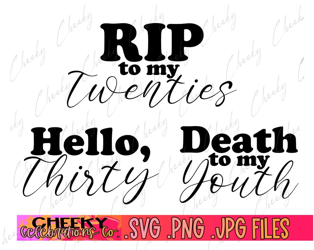 RIP to My Twenties Death to My Youth Hello, Thirty Svg Png Jpg Instant ...