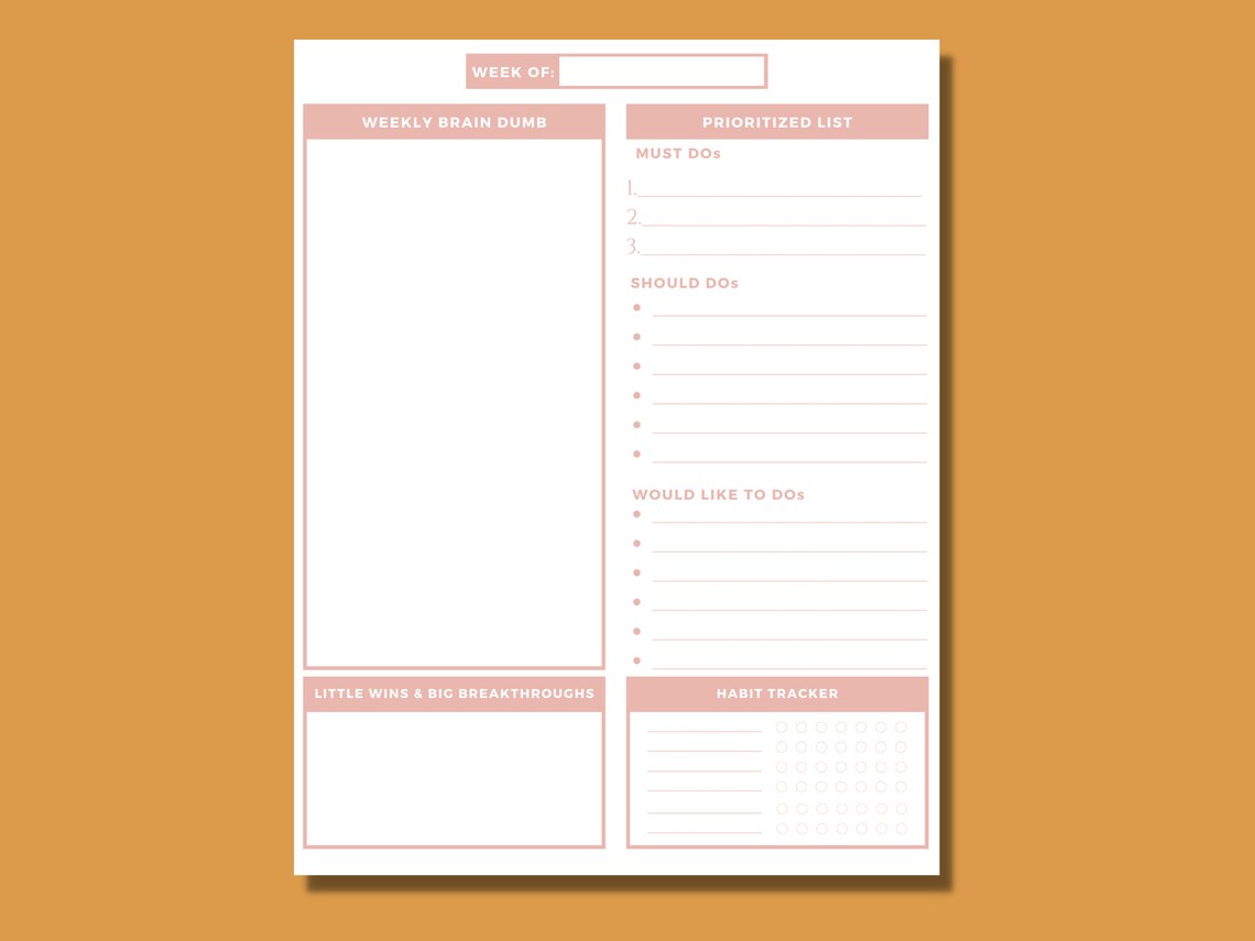 Weekly Task List Printable Weekly to Do List Printable - Etsy