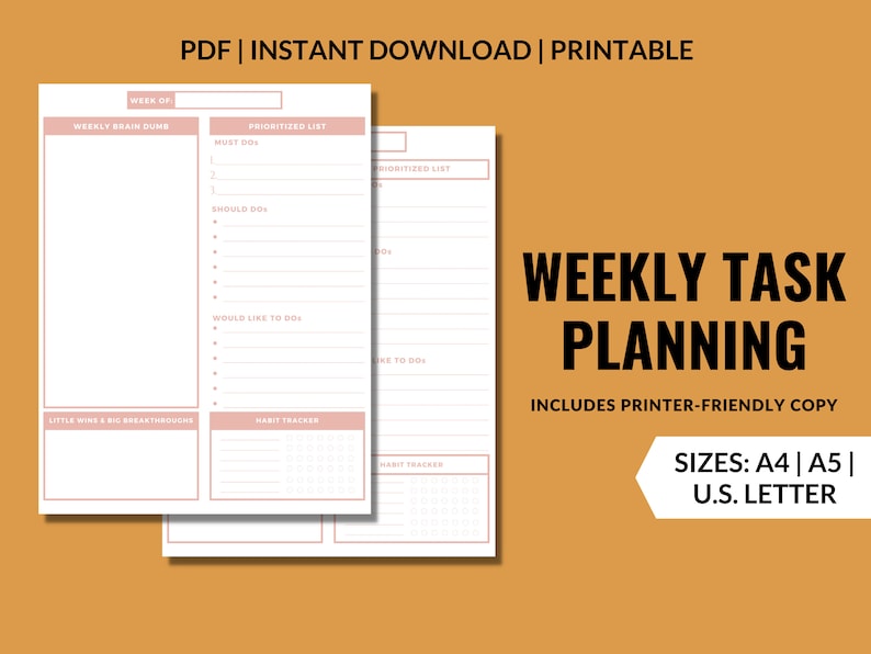 Weekly Task List Printable Weekly to Do List Printable - Etsy