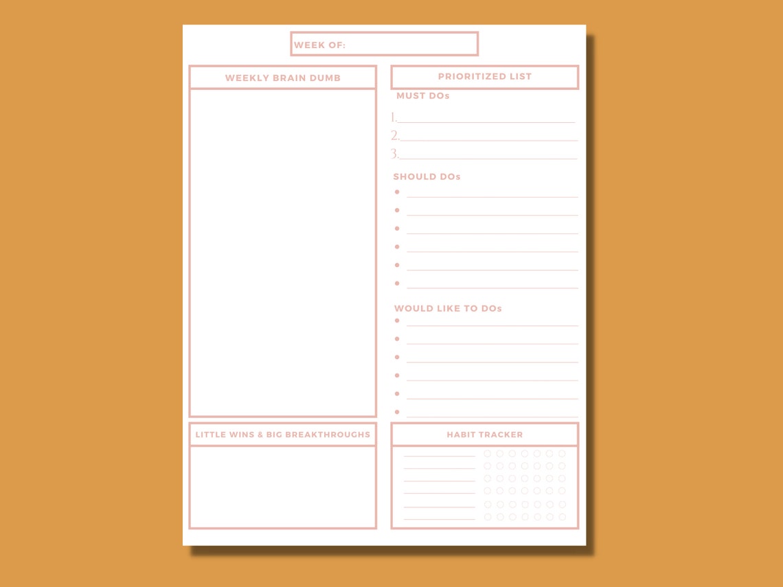 Weekly Task List Printable Weekly to Do List Printable - Etsy