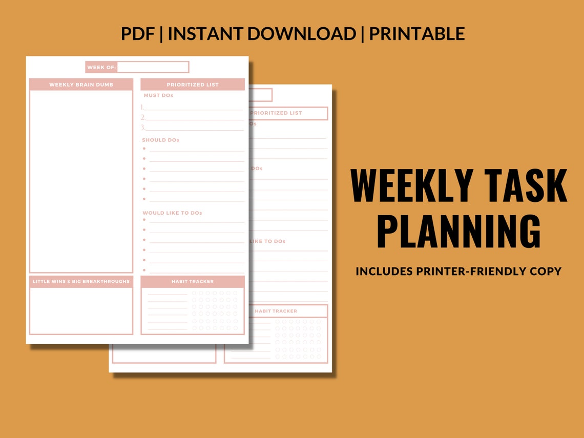 Weekly Task List Printable Weekly to Do List Printable - Etsy