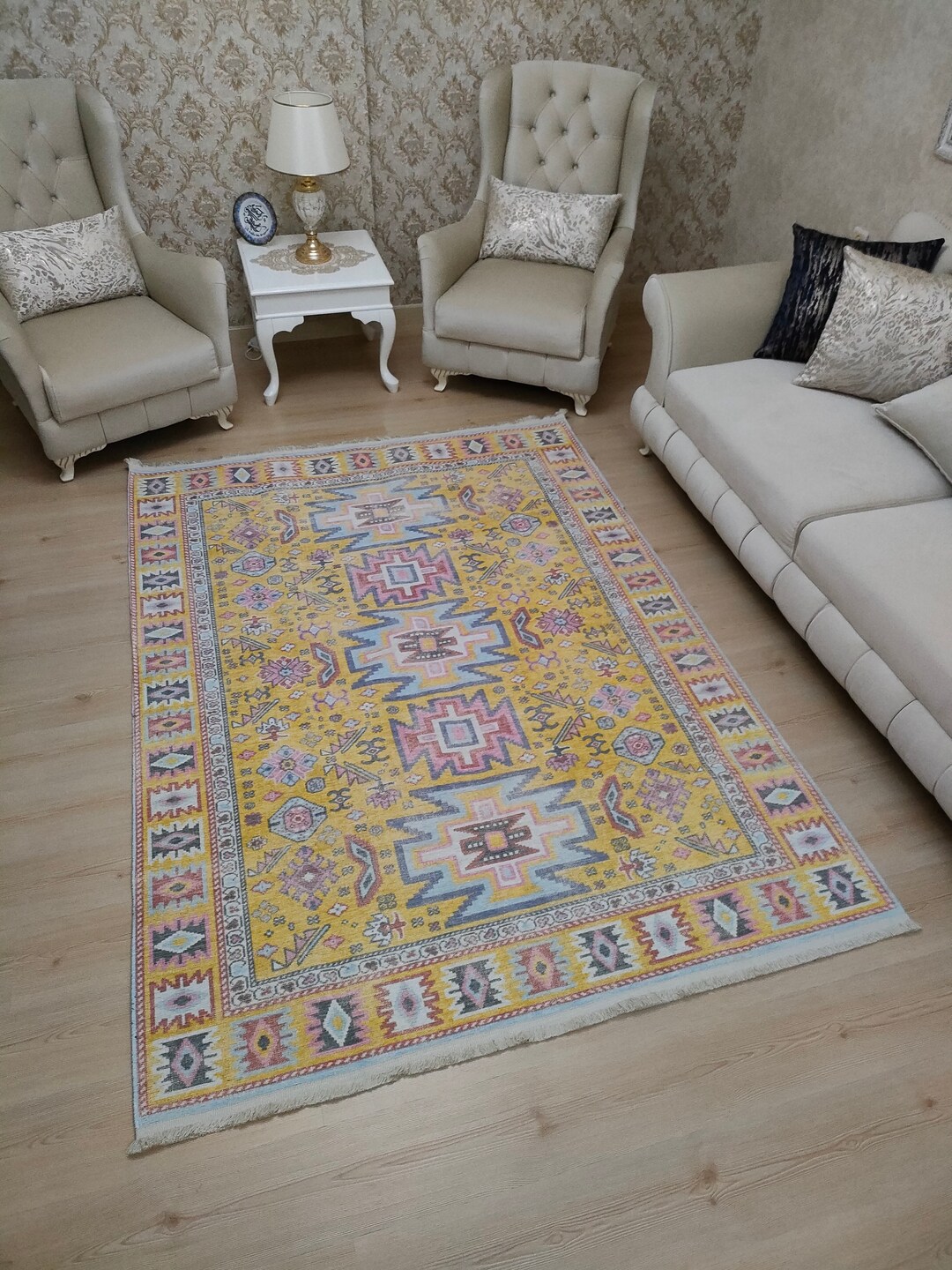 Turkish Yellow Rug, Mustard Rug, Bohemian Rug, Vintage Look Rug ...