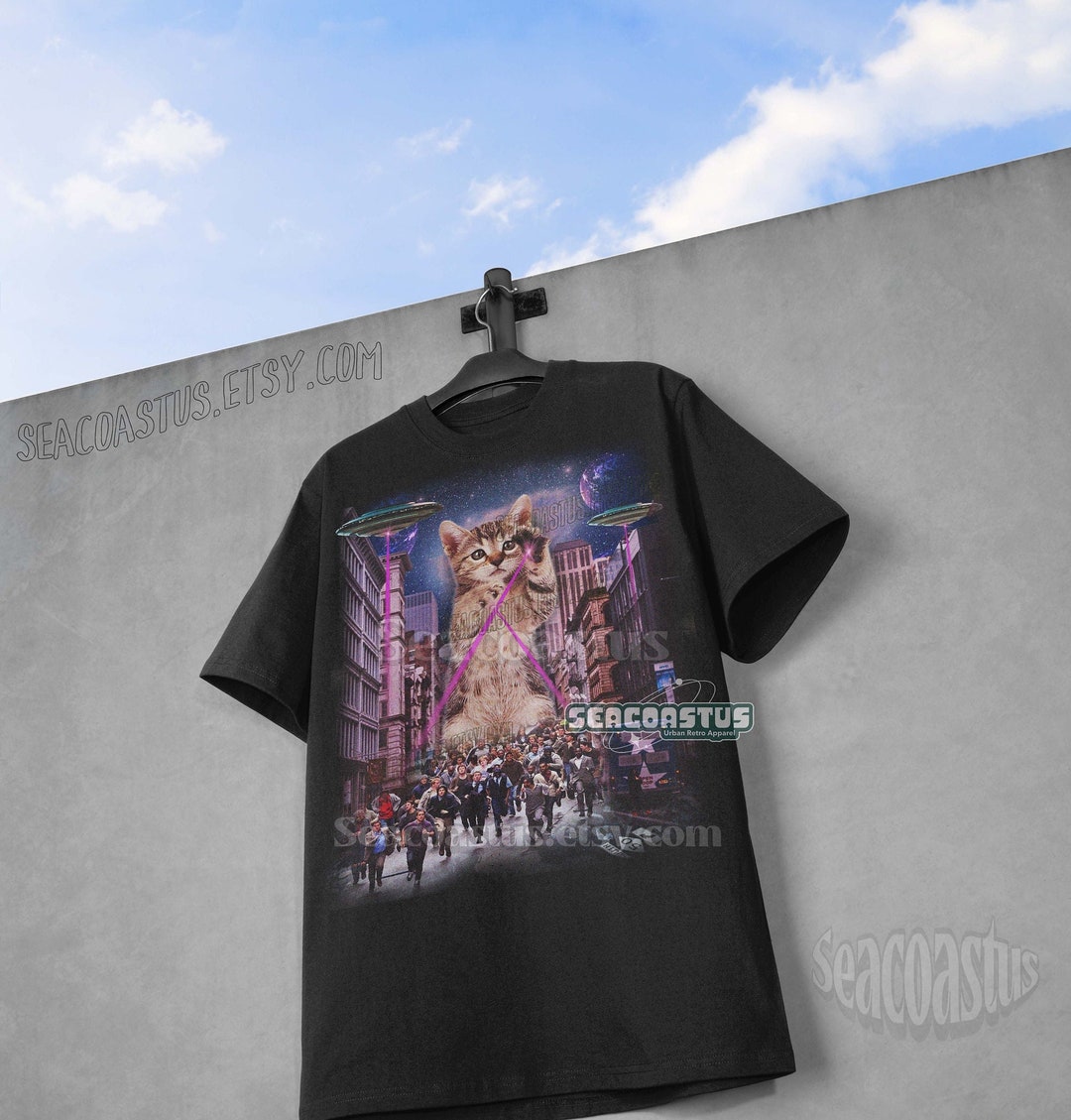 Alien Cat Invasion Funny Shirt, Meme T-shirt, Weird Gag Shirts, Car ...