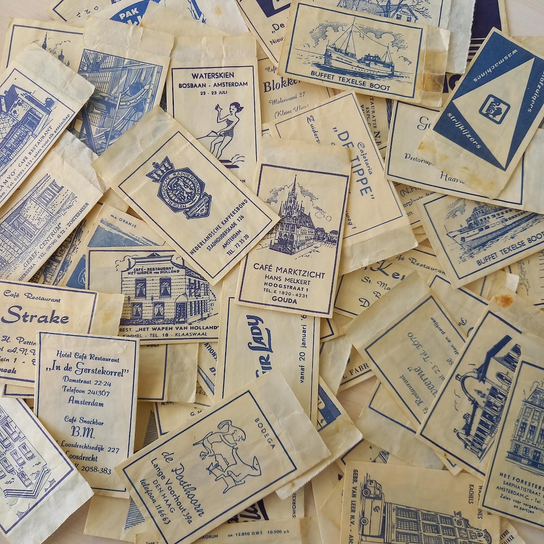 25 Vintage BLUE Sugar Bags Sugar Packet Old Sugar BAGS Ephemera Mini ...