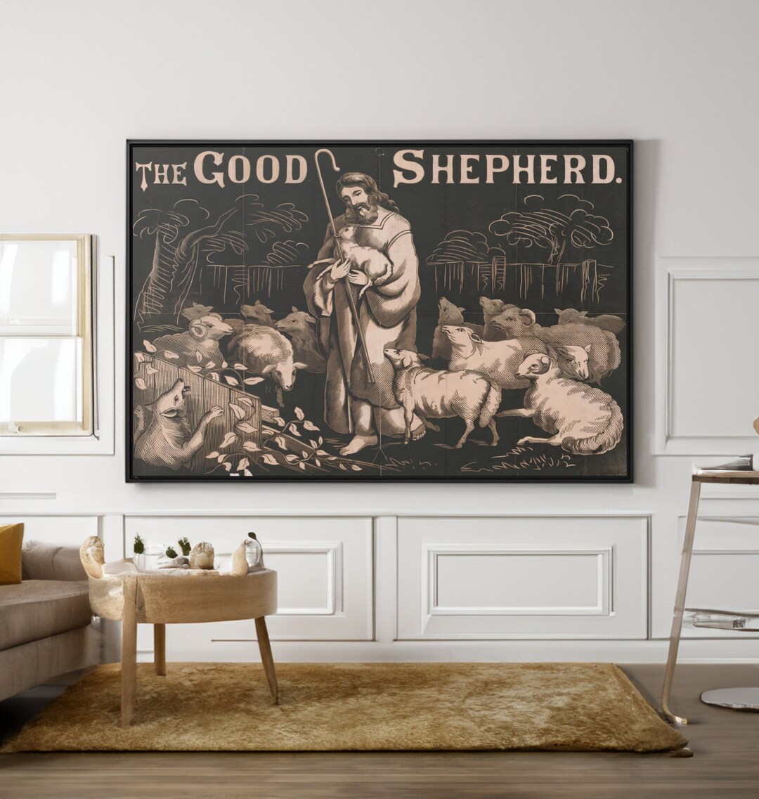 The Good Shepherd Canvas/poster Wall Art Reproduction, Jesus Painting ...